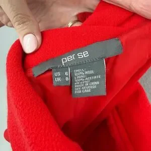 Per Se | Dresses | Per Se Bright Red 0 Wool Boat Rolled Neck Train Back ...